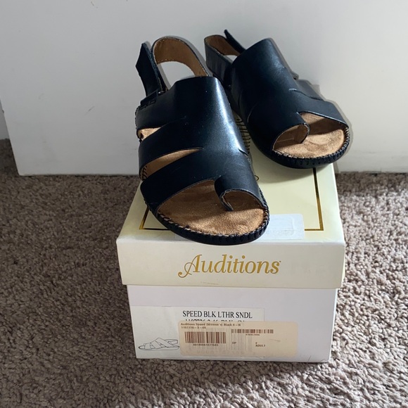 Auditions | Shoes | Auditions Black Leather Sandals | Poshmark